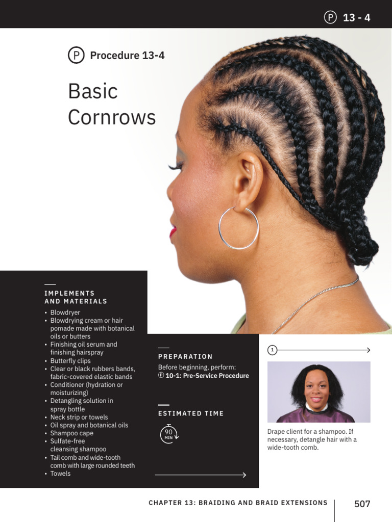 Cos14e Ch13 Procedure 13-4 Basic Cornrows | PDF | Braid | Integumentary ...