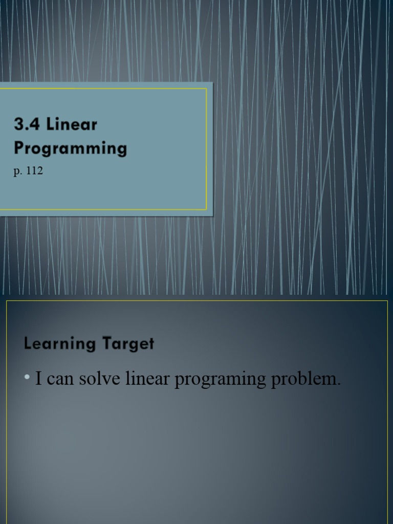 Linear Programming Problem Solving Guide | PDF | Linear Programming ...