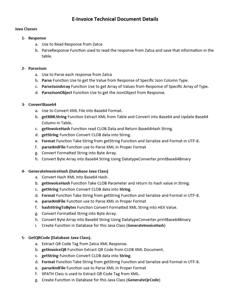 E-Invoice Technical Document Details: Java Classes 1-Response | PDF | Xml | String (Computer ...