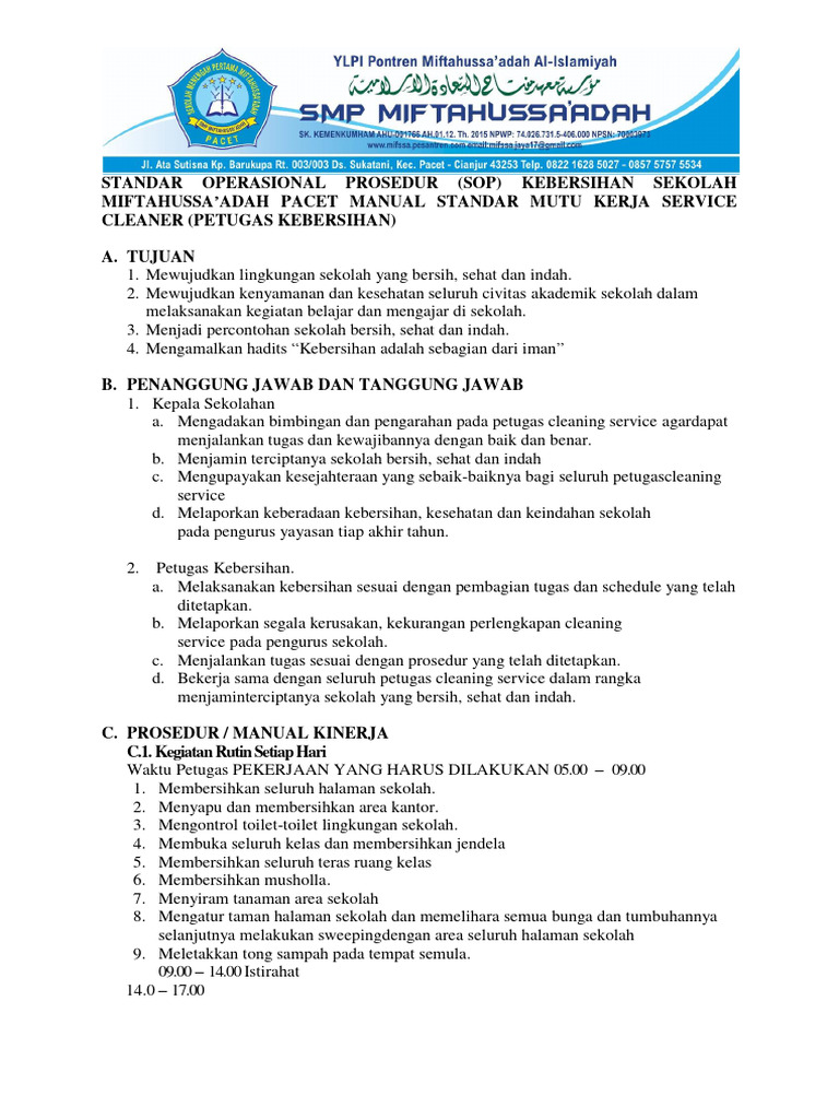Sop Kebersihan | PDF