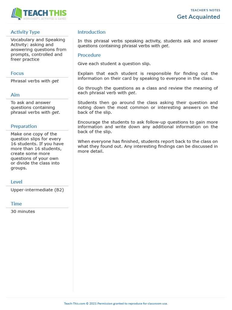 Get Acquainted | PDF