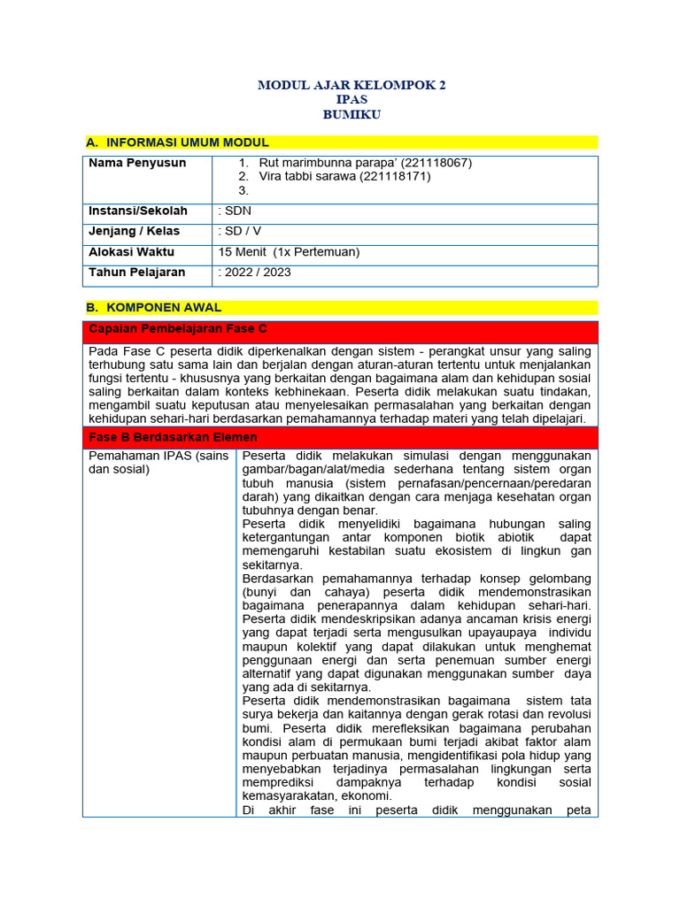 Modul Ajar Kelompok 2 | PDF