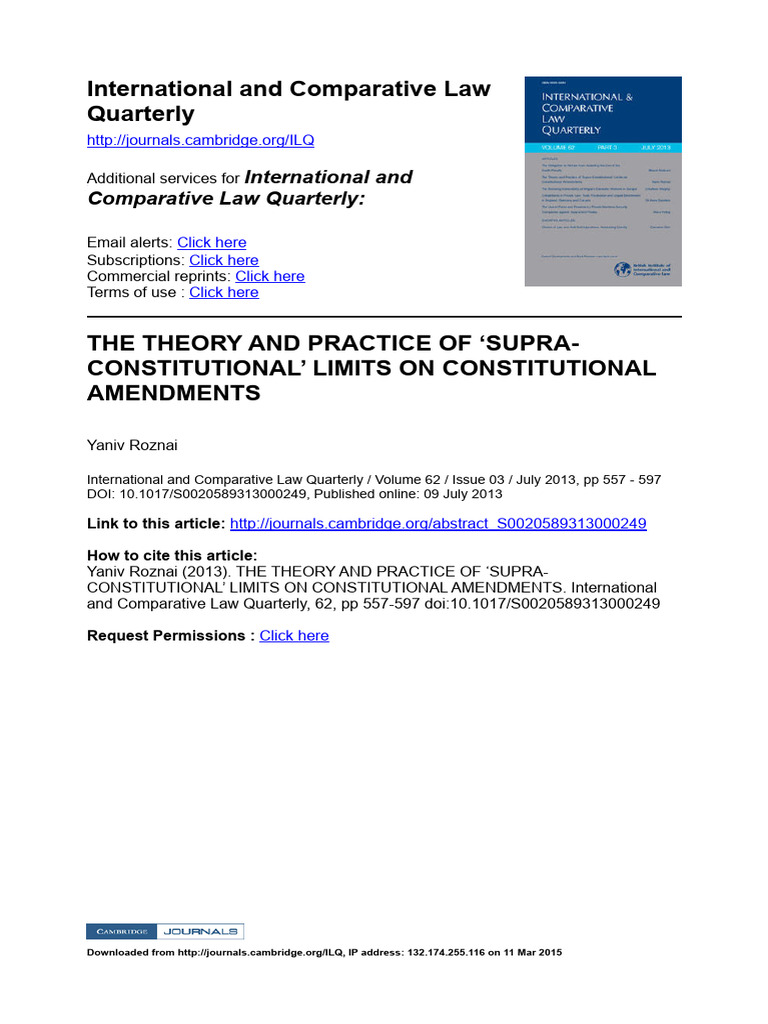 Theory and Practice of Supra-Constitutional Limits On Constitutional Amendments | PDF | Natural ...