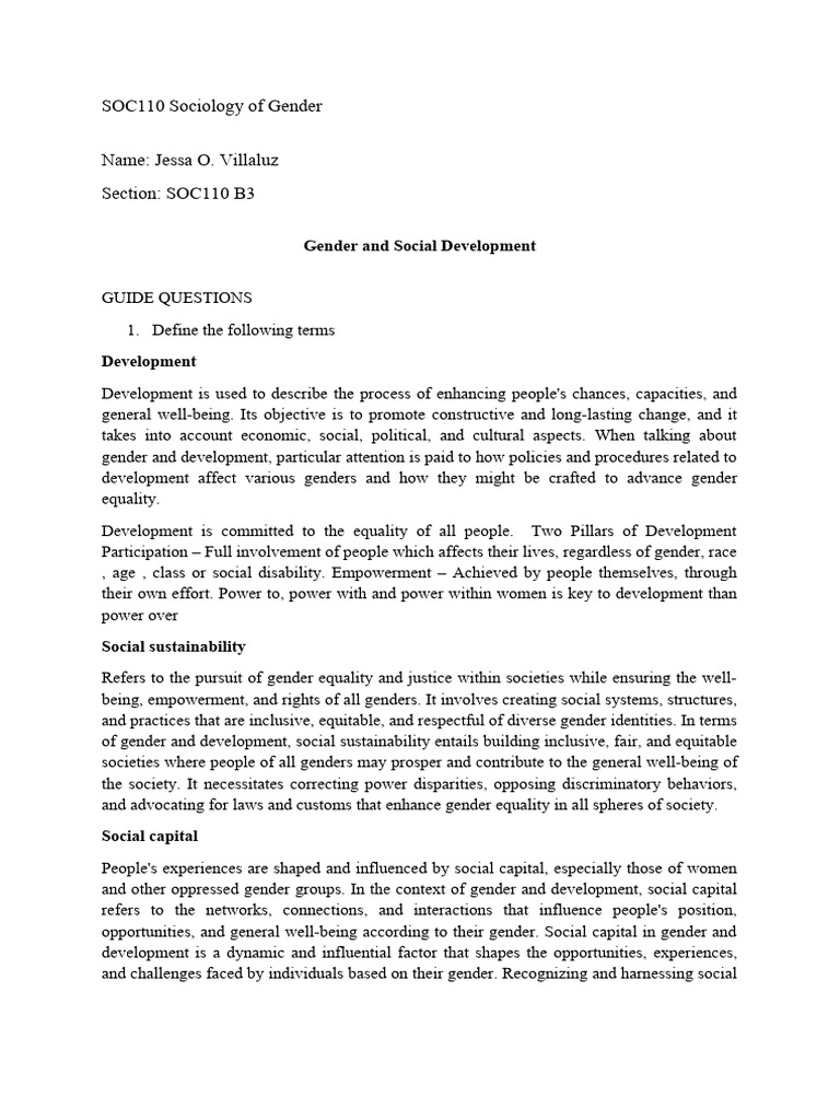 Gender and Social Development | PDF | Social Equality | Gender