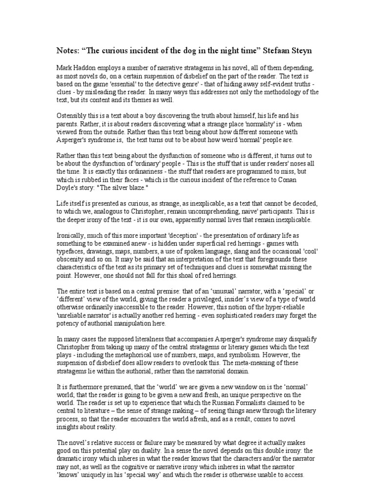 Haddon Revision Notes | PDF | Narration | Irony