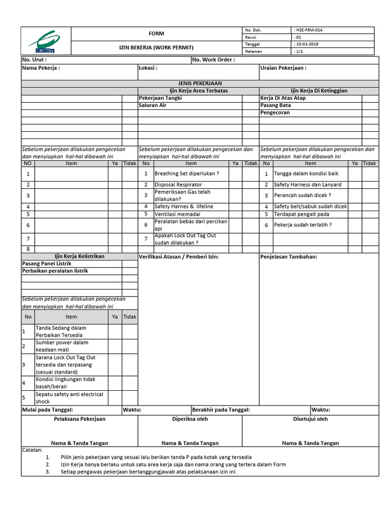 Ijin Kerja Sdi Edit | PDF
