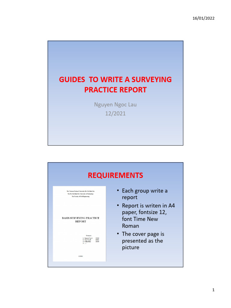 Guides To Write A Surveying Practice Report | PDF
