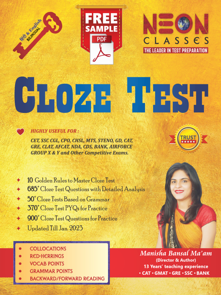 CLOZE TEST Fully Revised For SSC, Bank Exams & Other Competitive | PDF ...