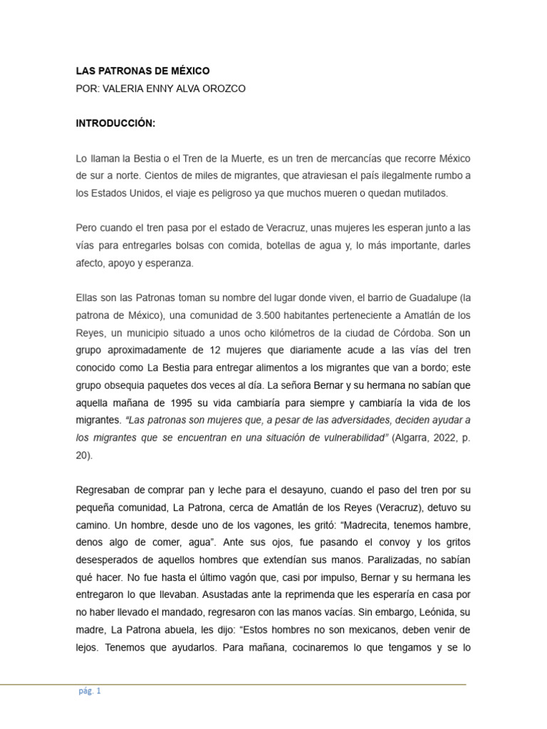 Las Patronas de México | PDF | Migración humana | Sociedad