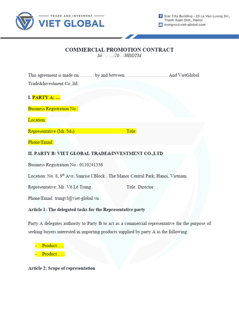 Commercial Promotion Contract Overview | PDF | Business Law | Economies