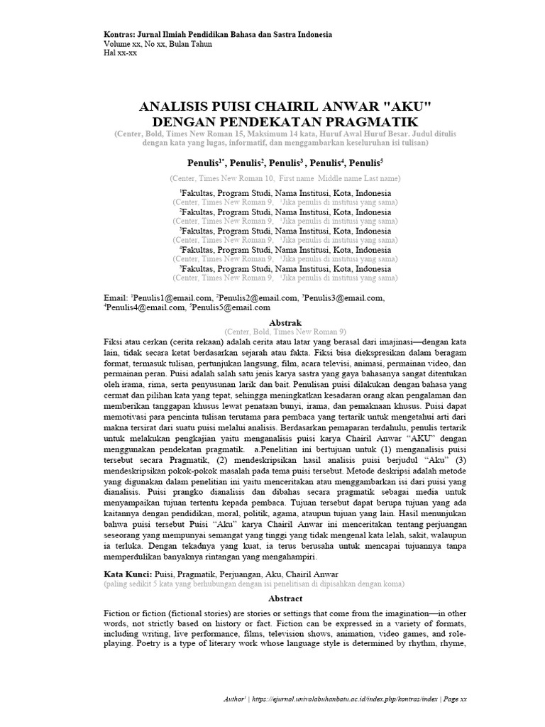 Analisis Puisi Chairil Anwar Aku | PDF | Seni & Disiplin Bahasa