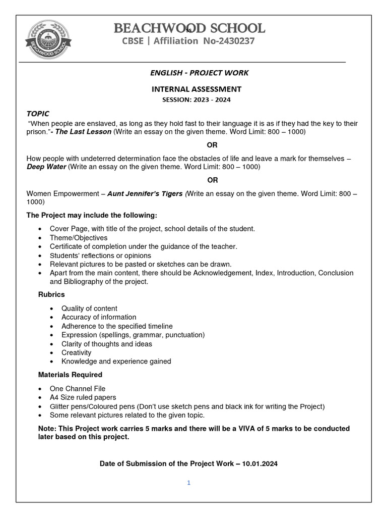 English Project - XII | PDF