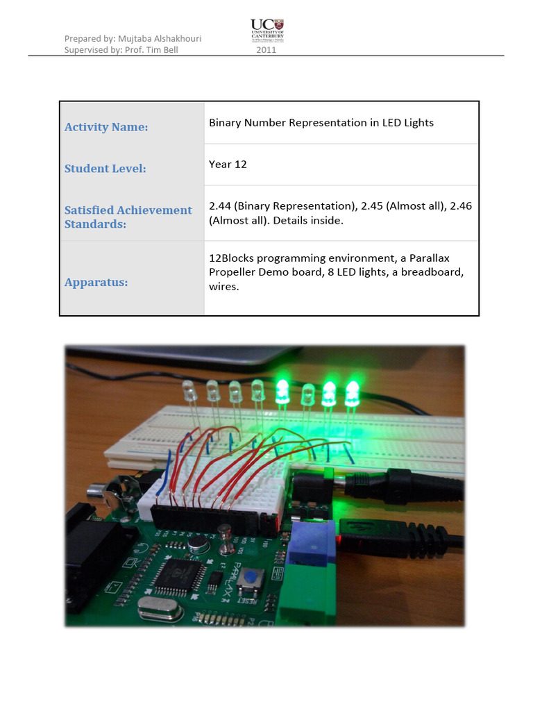 Binary Number Representation in LED Lights | Download Free PDF | Programming | Computer Program