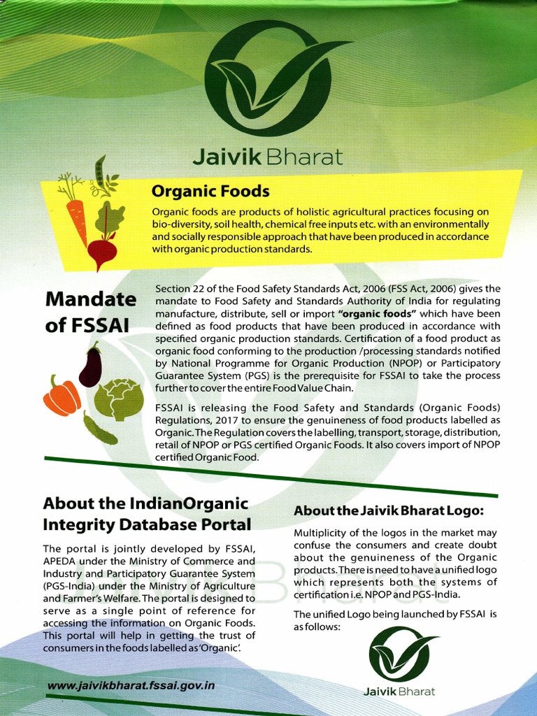 IND - Jaivik Bharat FSSAI | PDF | Organic Foods | Food Safety