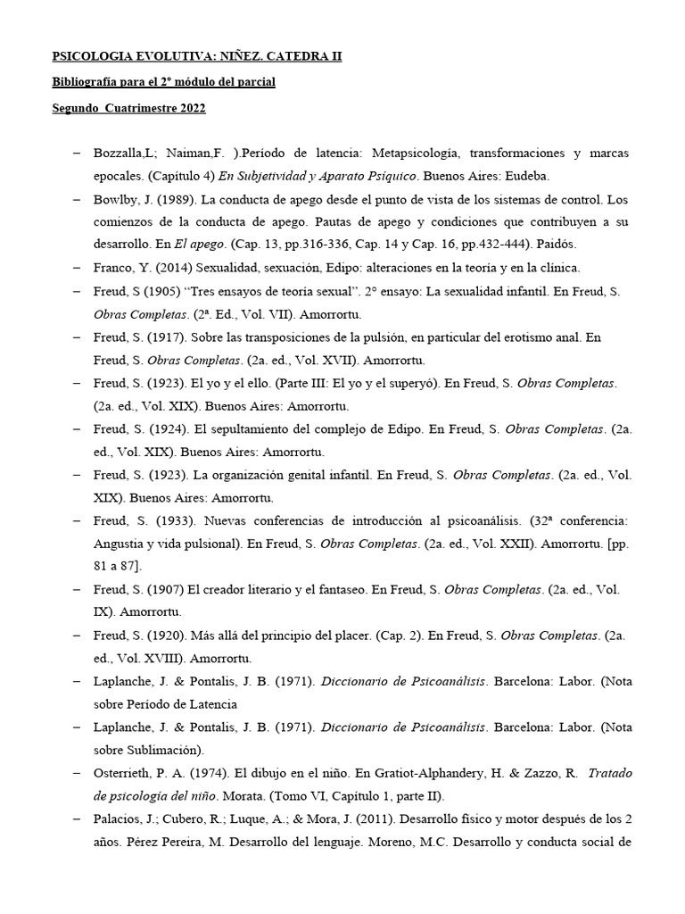 Bibliografia 2o Modulo de Par Cial 2C - 2022 | PDF | Sigmund Freud ...