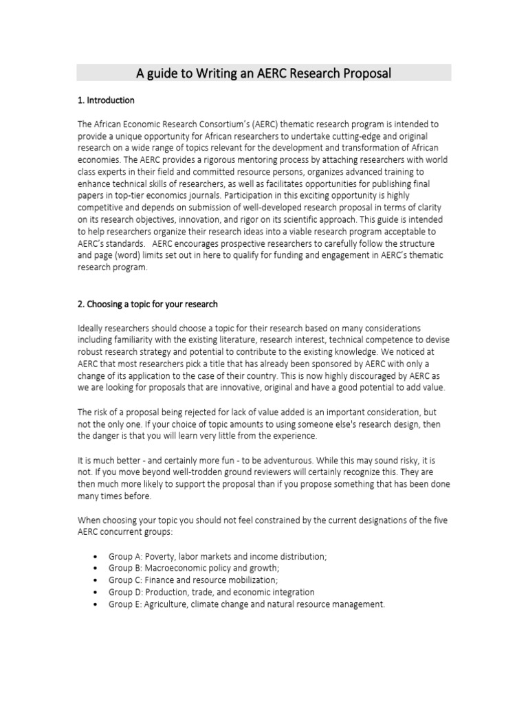 Proposal-Writing-Guide AERC | PDF | Methodology | Policy