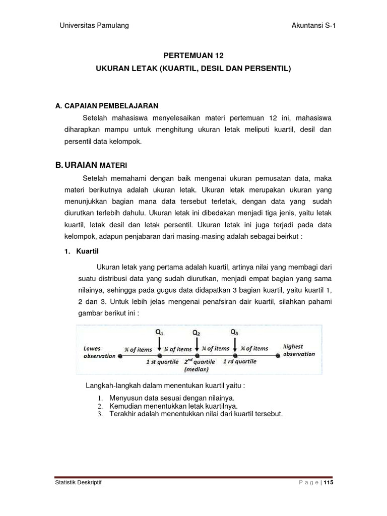 Pert. 12 UKURAN LETAK (KUARTIL, DESIL DAN PERSENTIL) | PDF