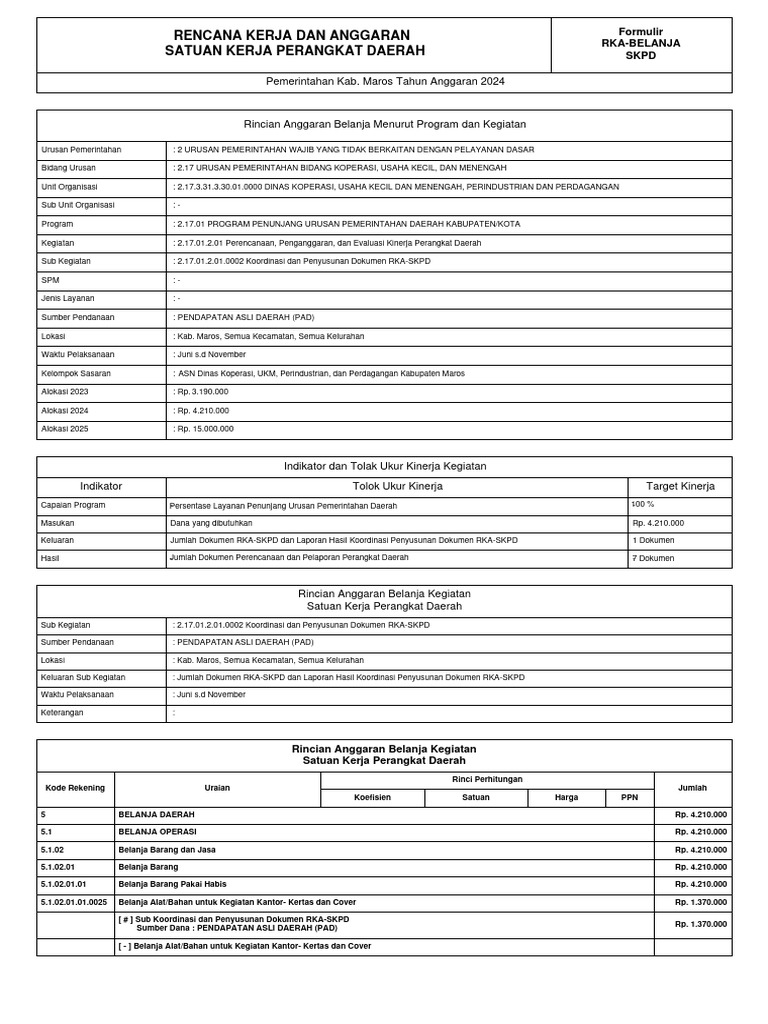Koordinasi Dan Penyusunan Dokumen RKA-SKPD | PDF