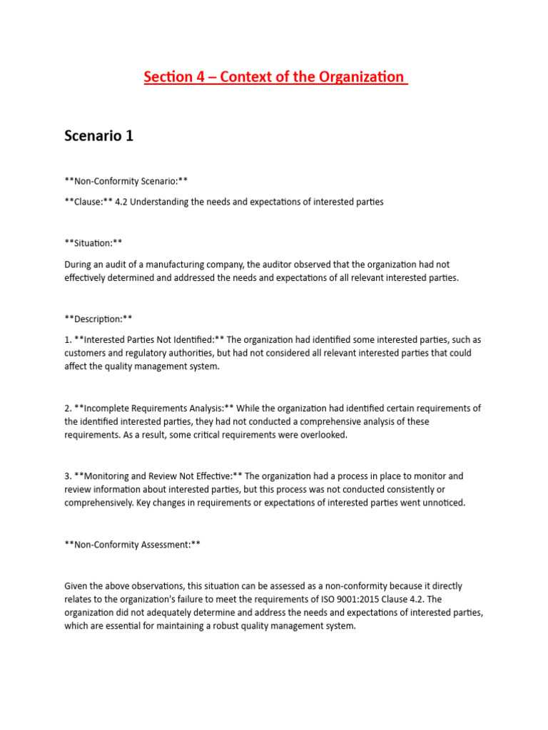 Audit Scenarios - Section 4 | Download Free PDF | Quality Management ...