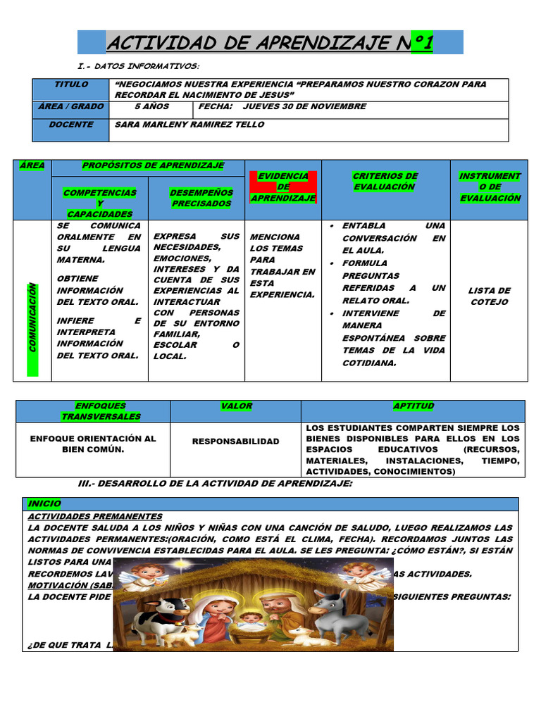 Actividad de Aprendizaje N°1 Exp 14 | Descargar gratis PDF | Aprendizaje | Evaluación