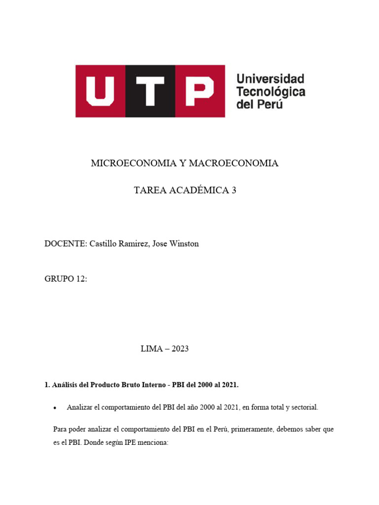 TA3 MicroYMacro - Grupo12 | PDF | Producto Interno Bruto | Inflación