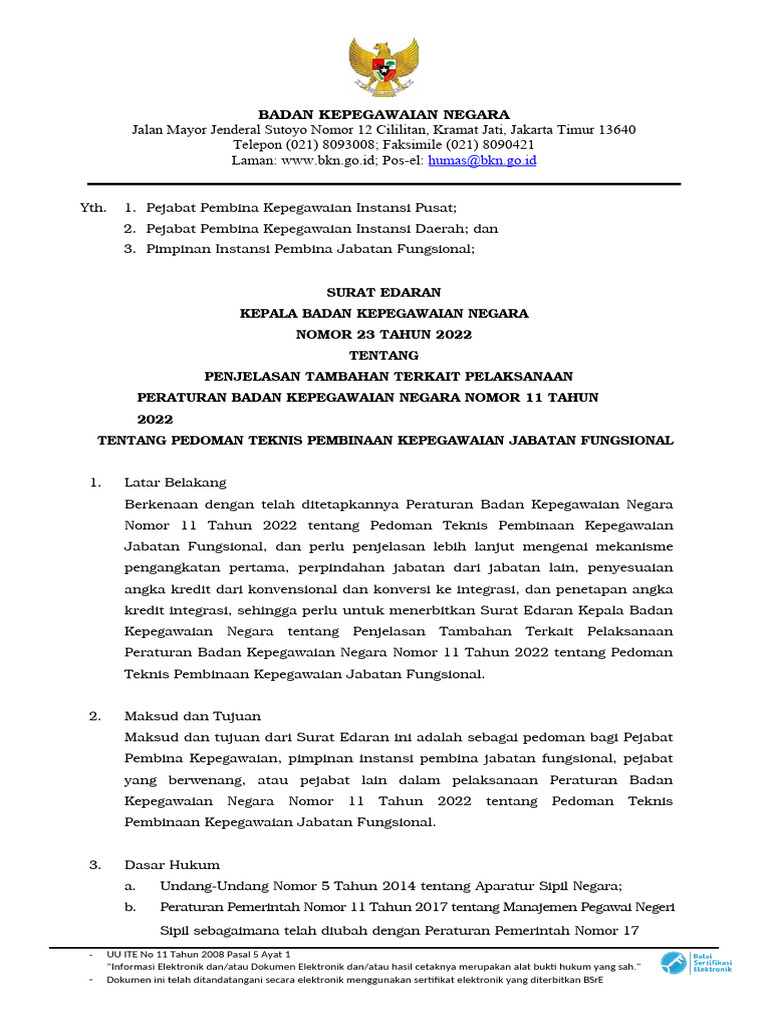 Surat Edaran Nomor 23 Tahun 2022 | PDF