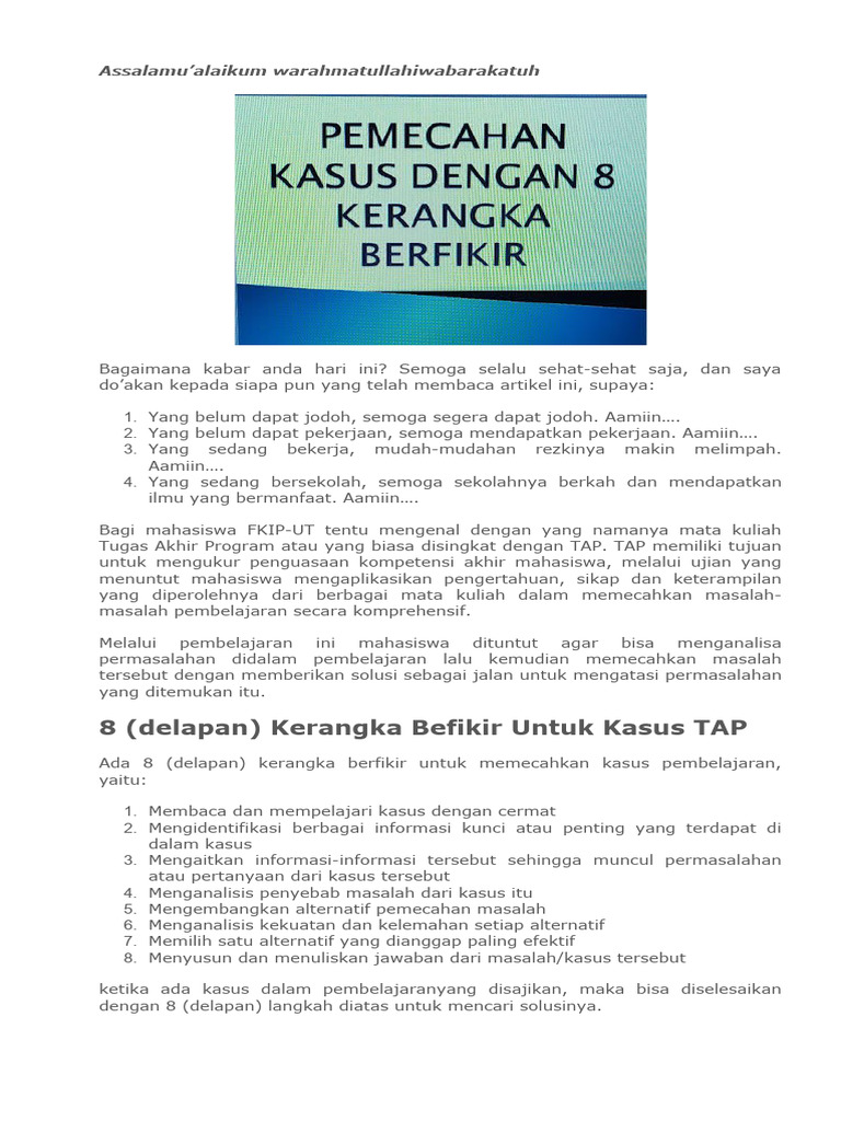 Solusi Kasus TAP Pembelajaran Matematika | PDF