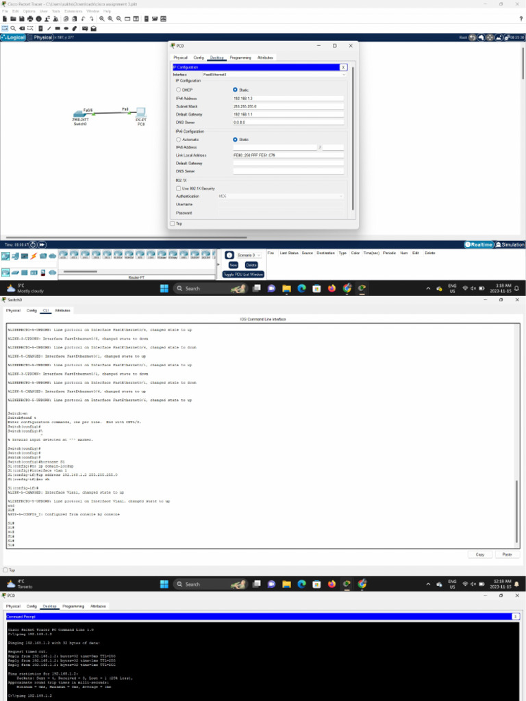 Cisco Assignment 3 Steps Screenshots | PDF