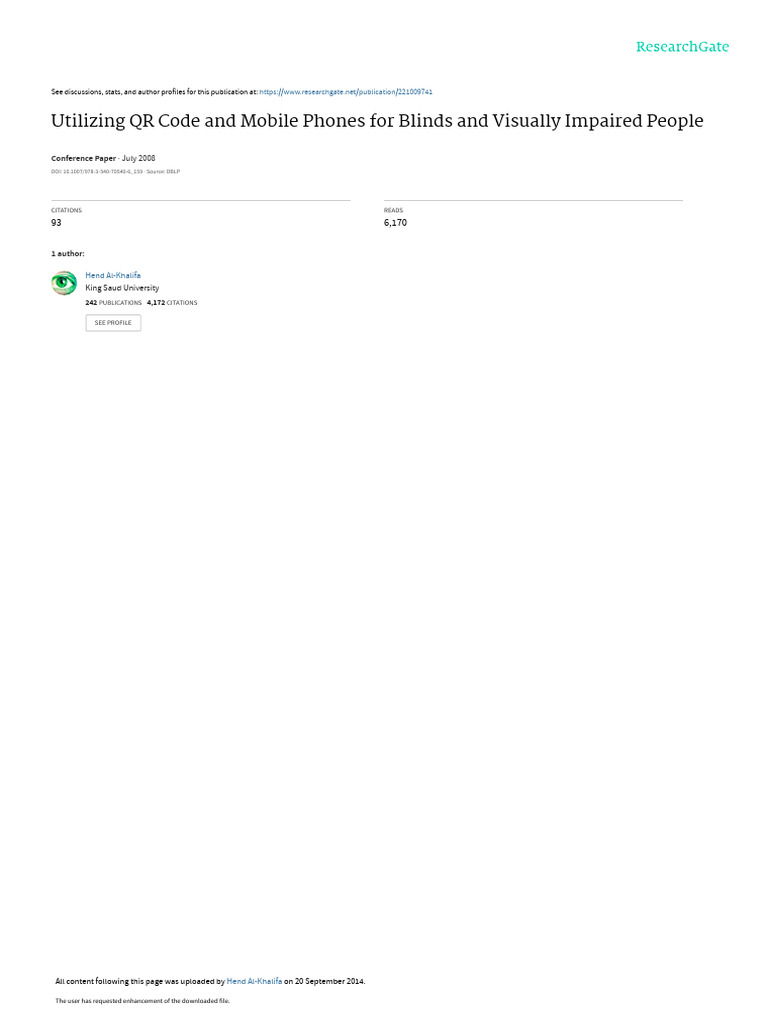 Utilizing QR Code and Mobile Phones For Blinds and | PDF | Qr Code | Barcode