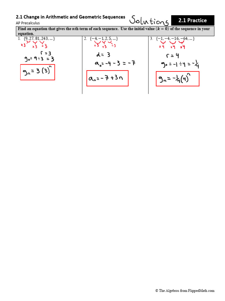 Precalculus Sequence Equations | PDF | Mathematical Structures | Mathematics