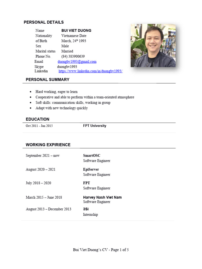 Dave DuongBuiViet CV | PDF | Spring Framework | Angular Js