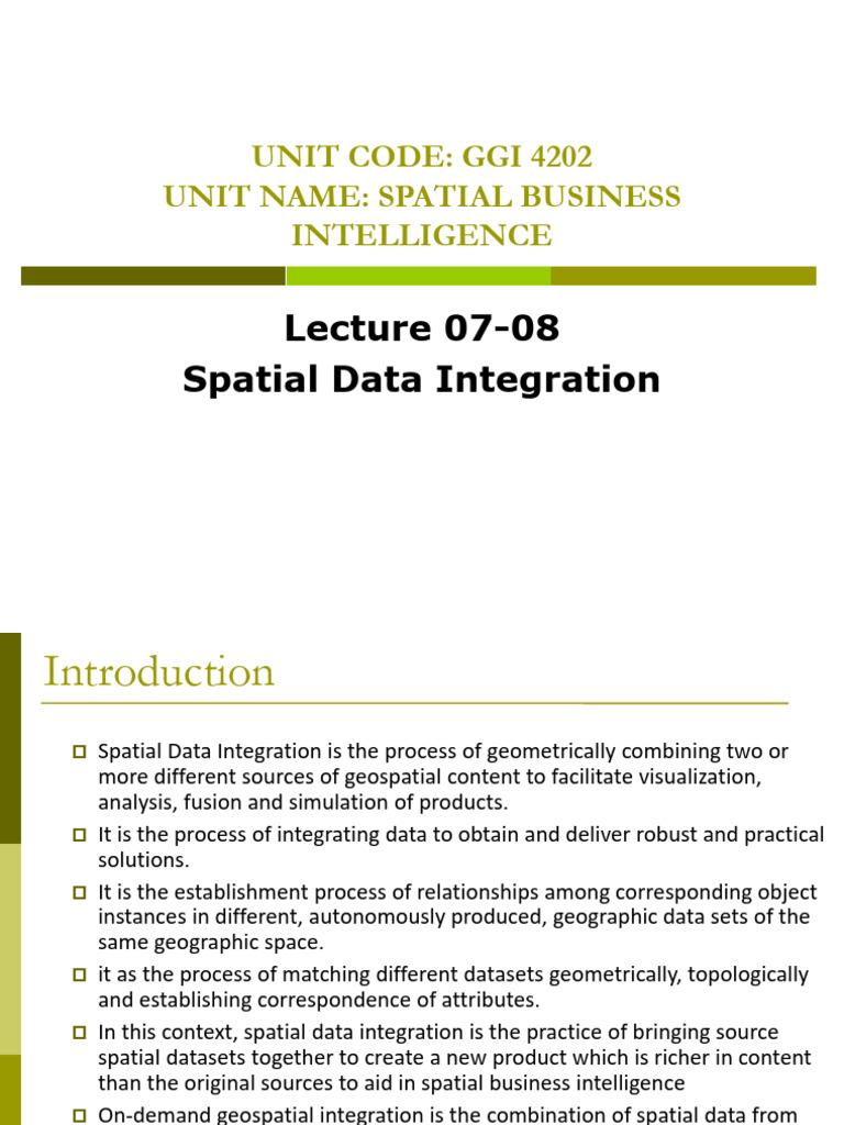 6-7 Spatial Data Intergration | PDF | Data Warehouse | Geographic ...