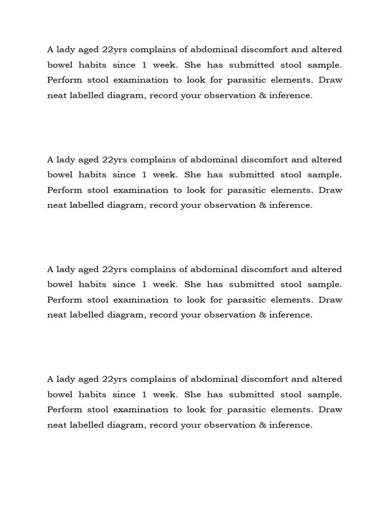 Stool Examination Questionair | PDF | Science & Mathematics | Lifestyle
