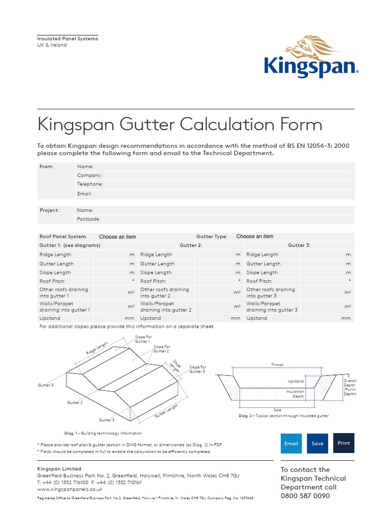 Kingspan Gutter Calculation Form en GB Ie | PDF | Roof | Civil Engineering