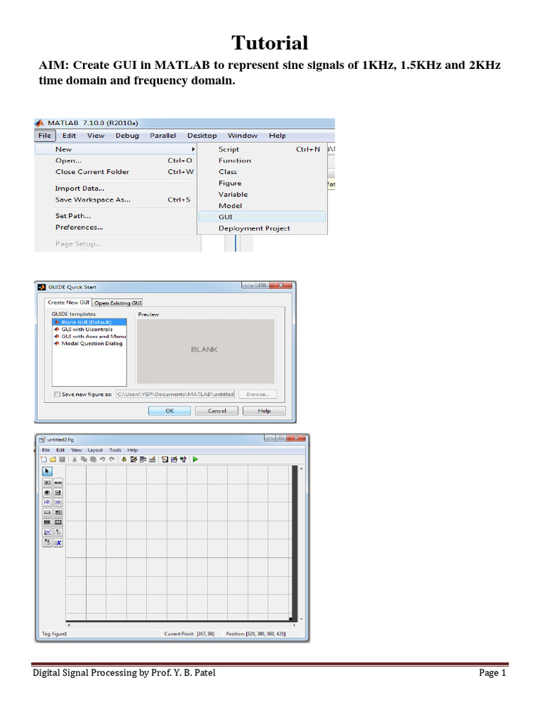 Create GUI in MATLAB To Represent Sine Signals by Y B Patel | PDF