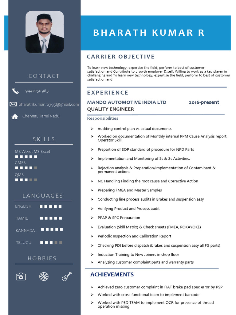 Bharath Original Resume Format | PDF | Audit | Business Process
