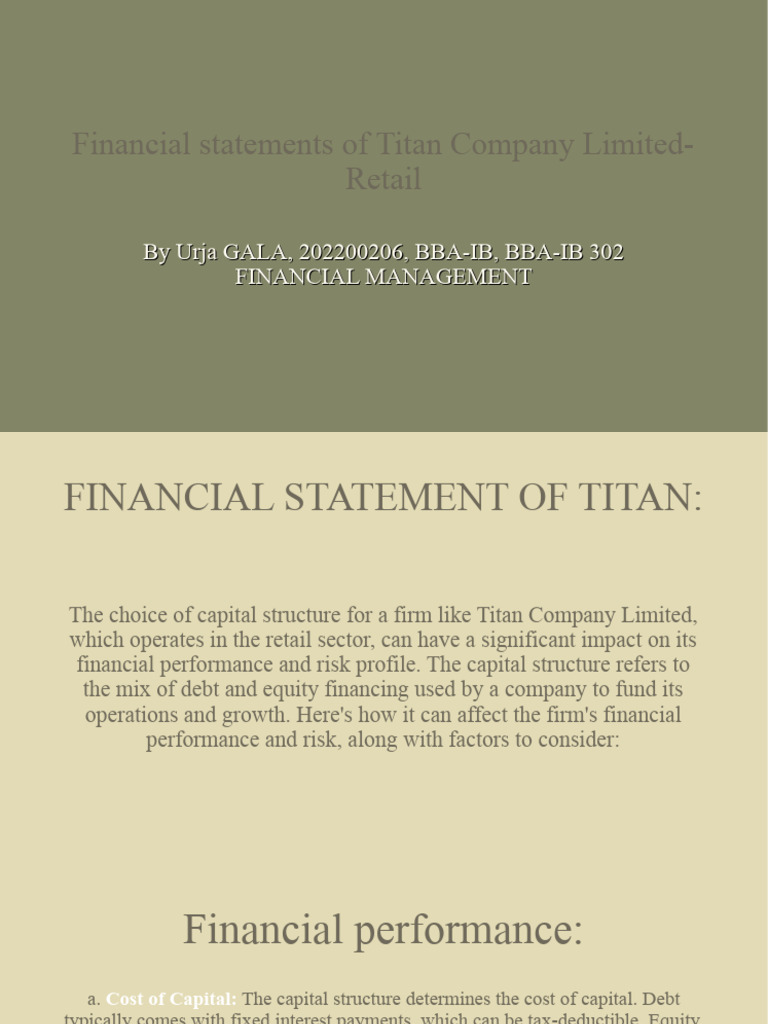 Titan Retail Capital Structure Analysis | PDF | Capital Structure | Debt