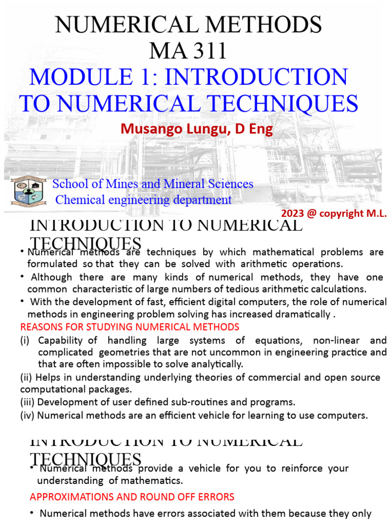 Module 1 Introduction To Numerical Techniques Pdf Numerical Analysis Approximation