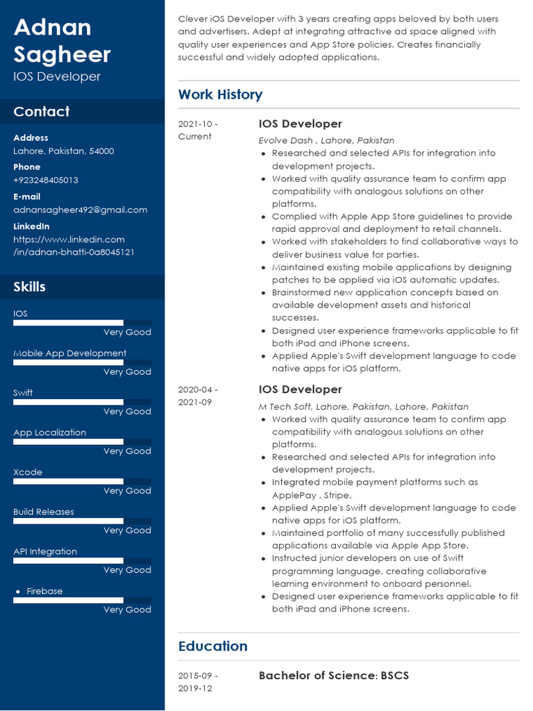 Adnan Sagheer Resume 2 | PDF | Ios | Apple Inc.