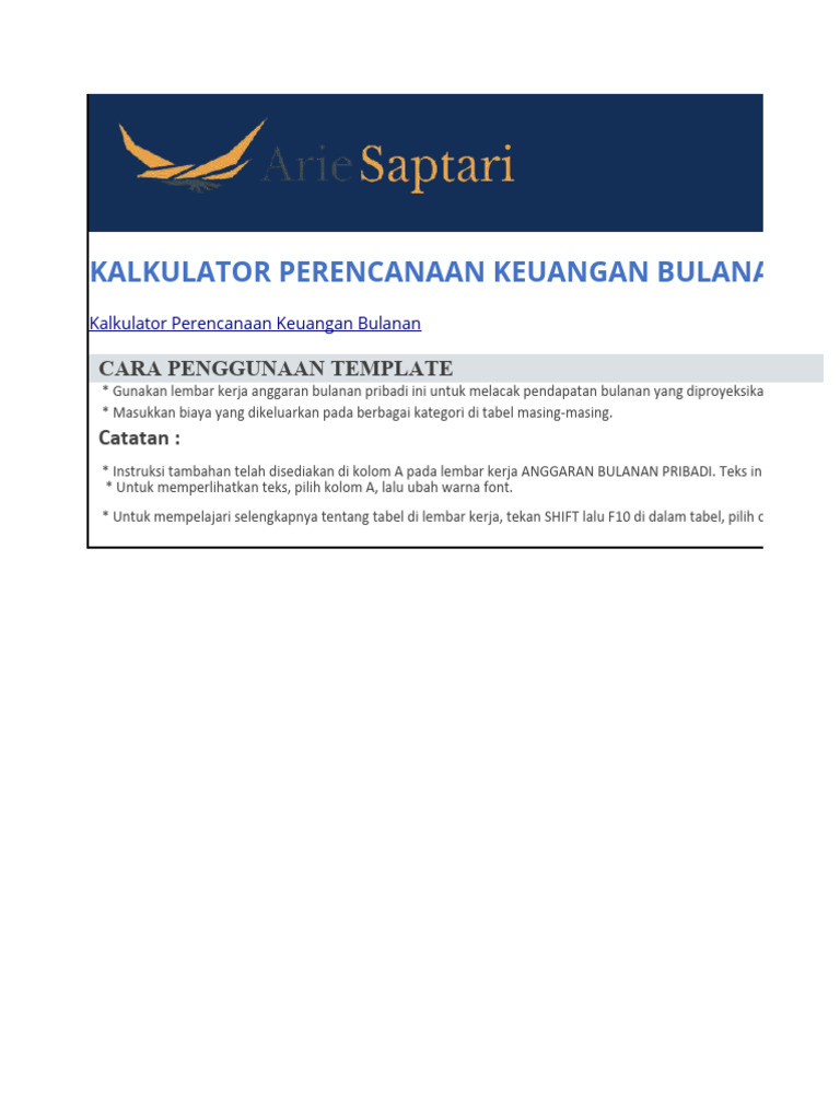 Kalkulator Perencanaan Bulanan Keuangan Karyawan Kantor | PDF
