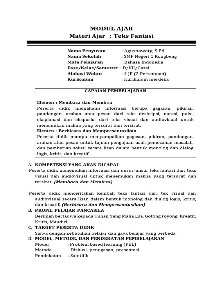 Modul Menulis Cerita Fantasi Pdf