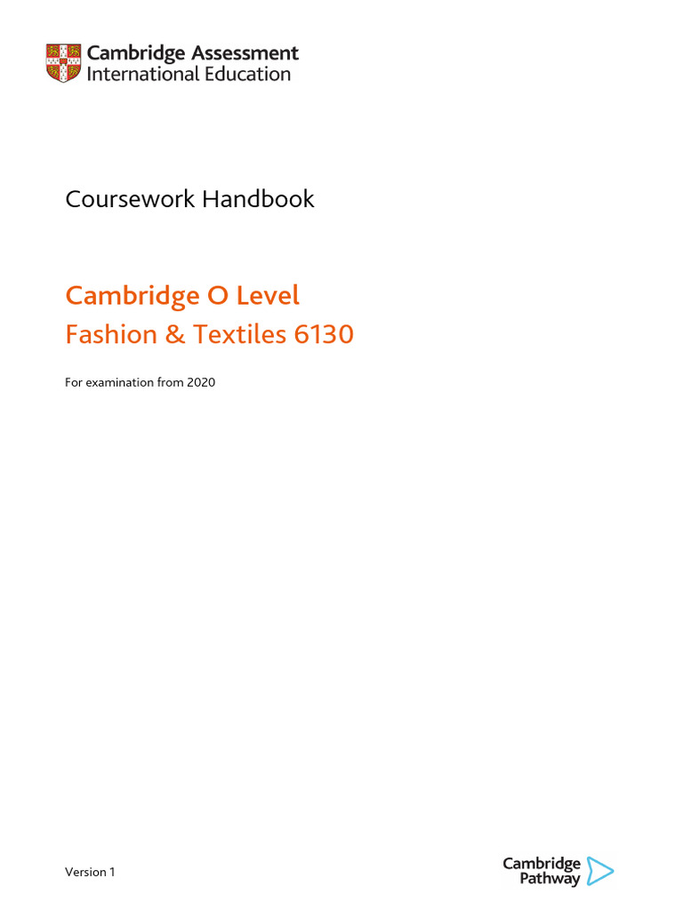 6130 Coursework Handbook (For Examination From 2020) | PDF | Textiles ...