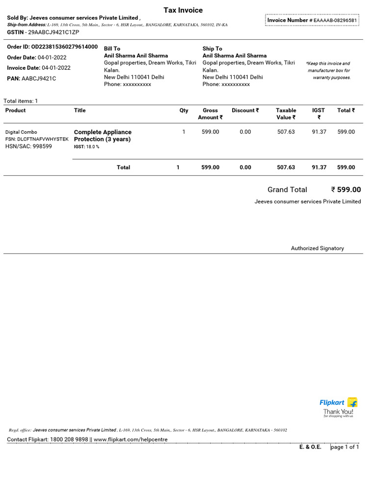 Washing Machine Invoice | Download Free PDF | Taxes | Economies