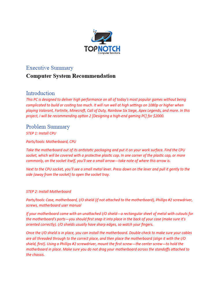 Project Executive Summary David Chinyam | PDF | Classes Of Computers | Computer Science