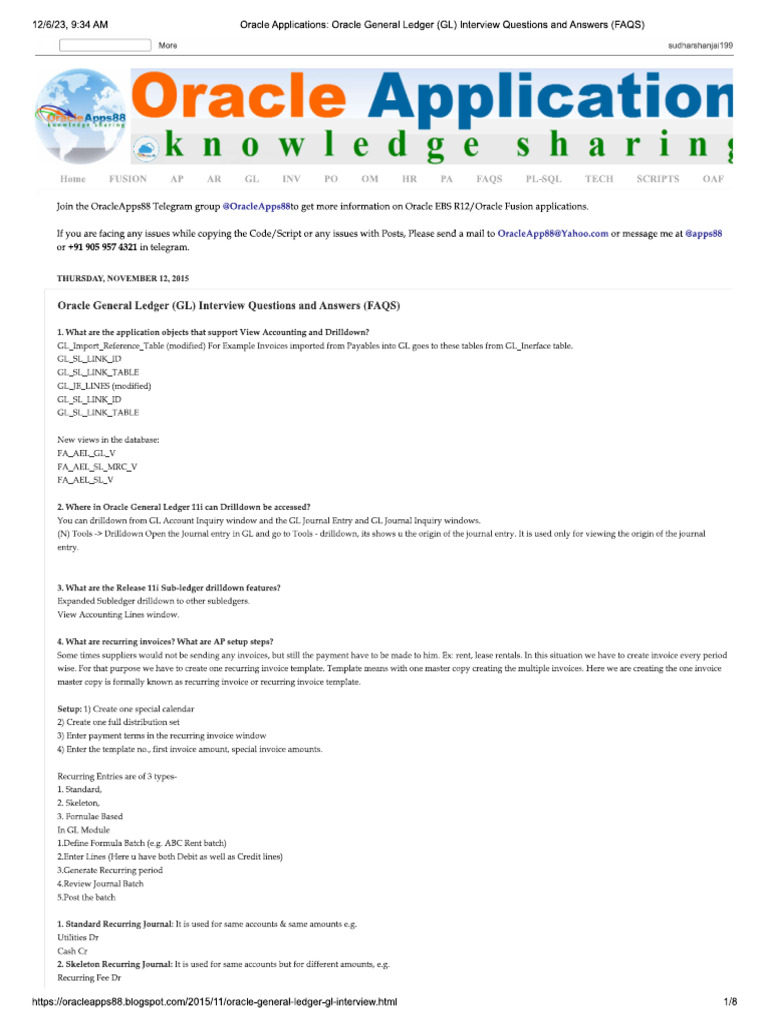 GL - Oracle General Ledger - File - Image - Online | PDF