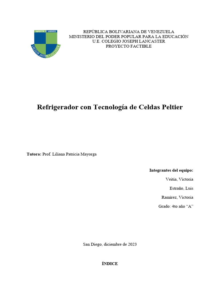 Borrador Capitulo 1 Proyecto Factible | PDF | Refrigerador | Uso eficiente de energía