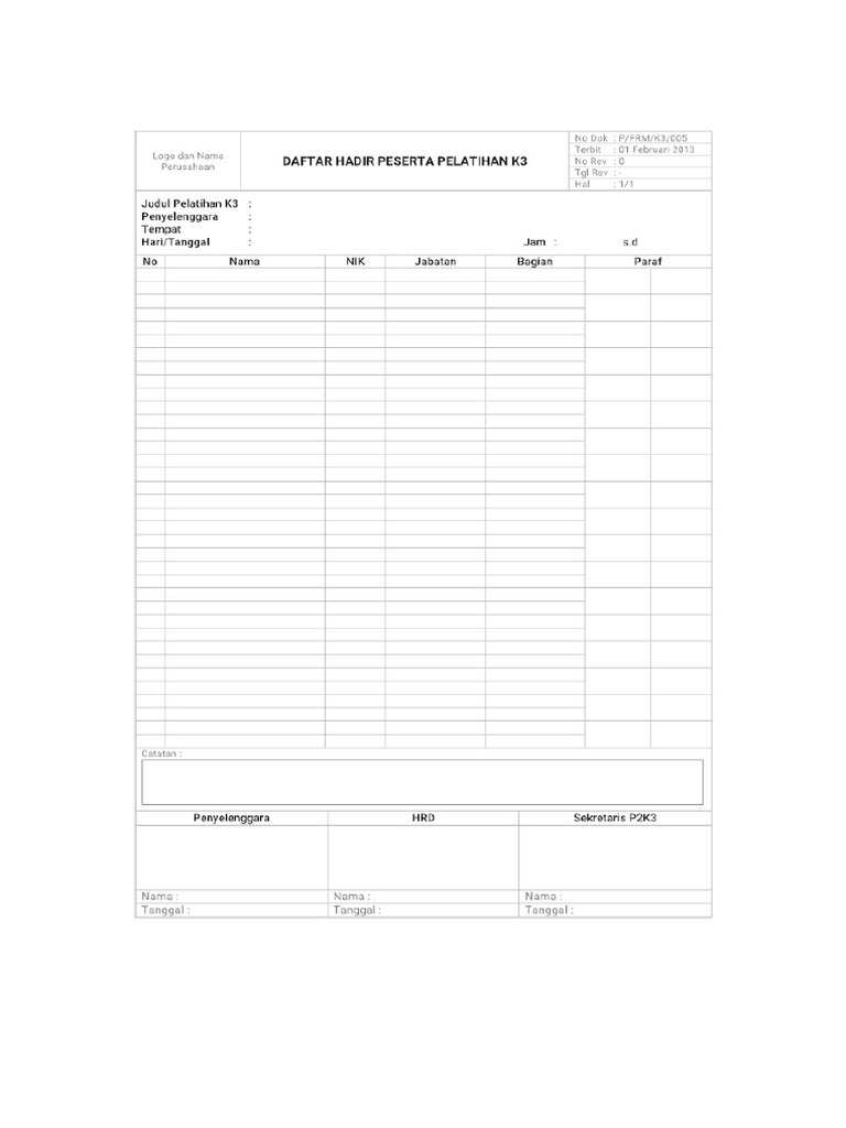Absensi Training | PDF