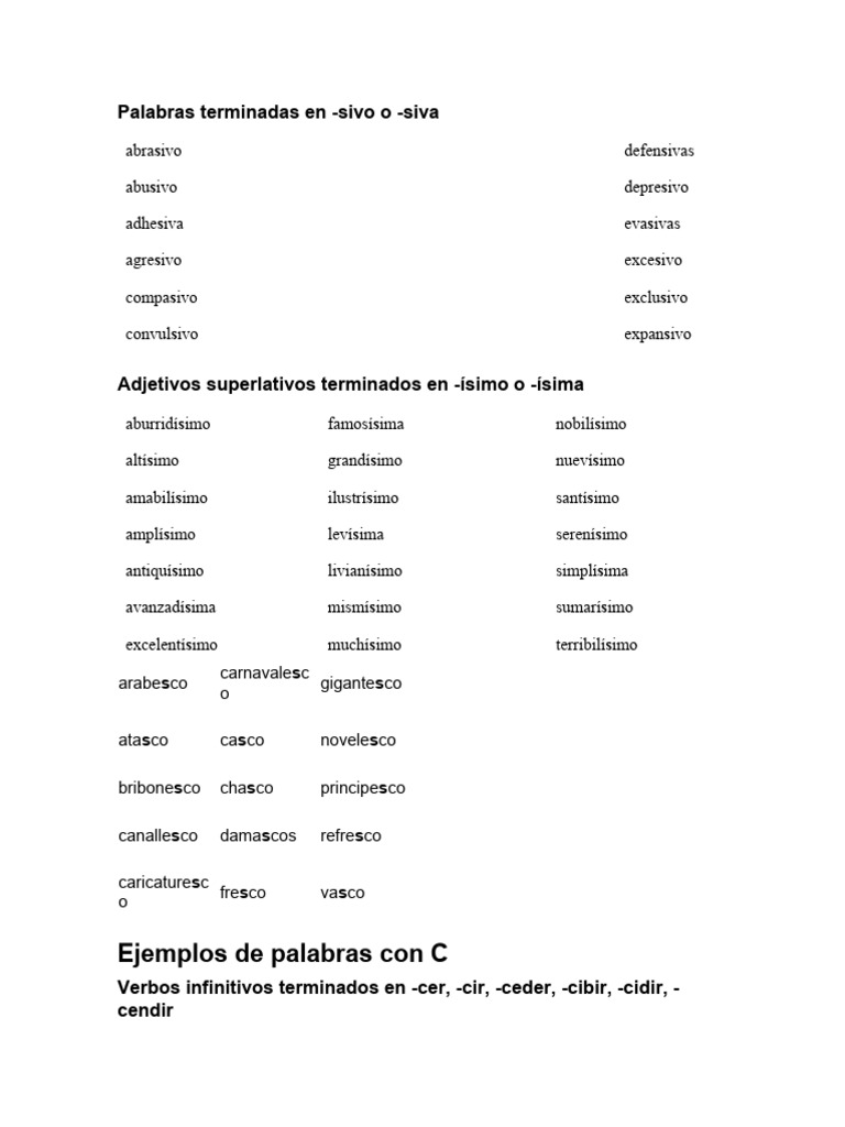 Palabras Con C, Sy Z Yy Gyj | PDF