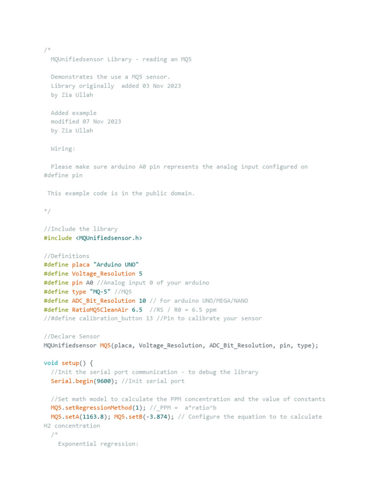 MQUnifiedsensor Library | PDF | Arduino | Computing
