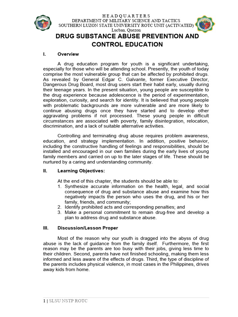 Chapter 3 Drug Substance and Prevention 1st Sem 2022 2023 | PDF ...